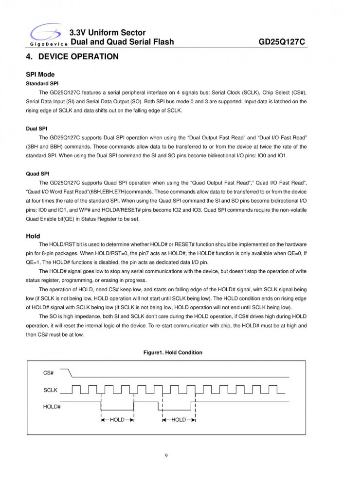 GD25Q127C datasheet page 9