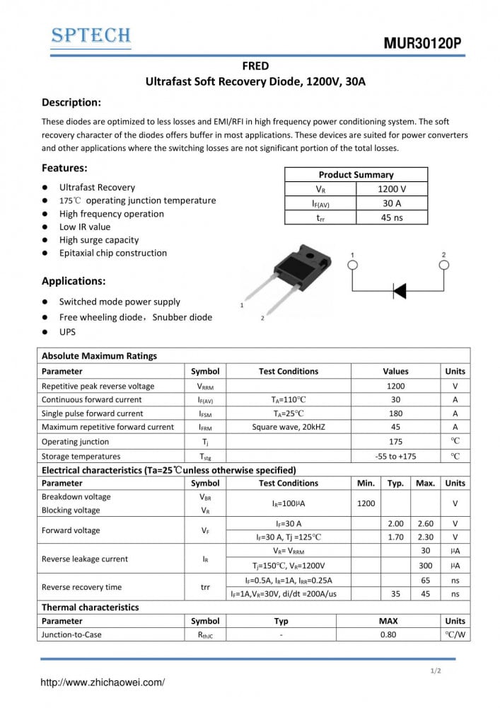 MUR30120P datasheet page 1