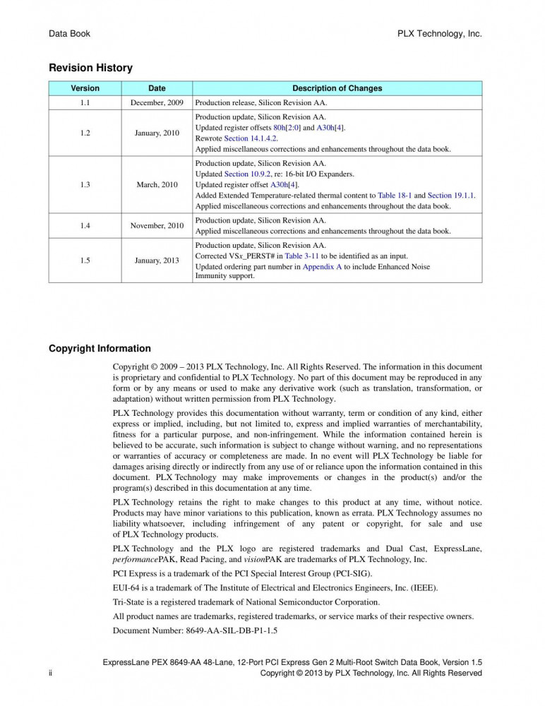 PEX8649 data book page 2