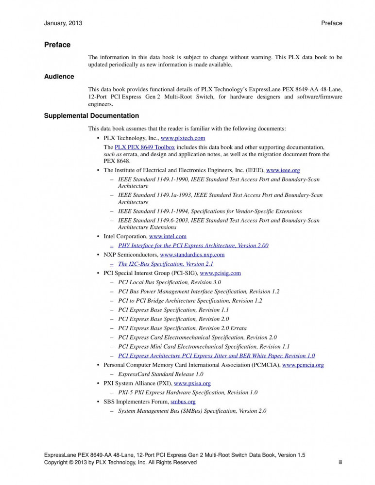 PEX8649 data book page 3