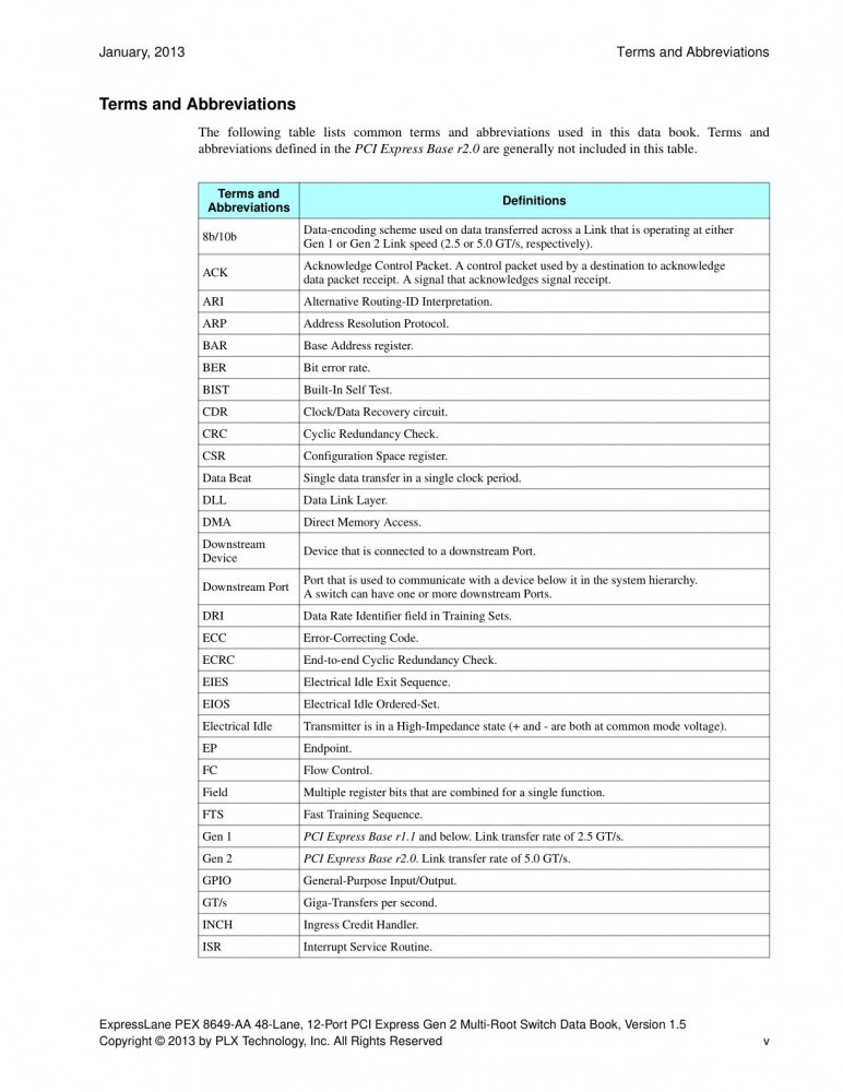 PEX8649 data book page 5