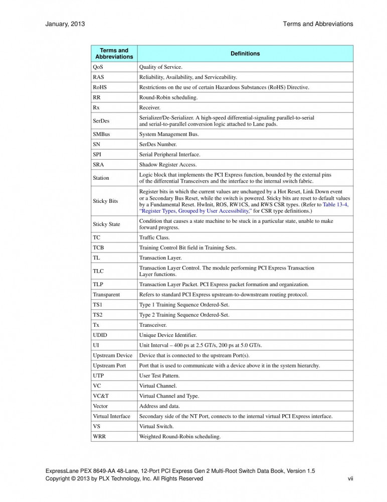 PEX8649 data book page 7