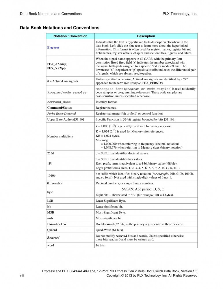 PEX8649 data book page 8