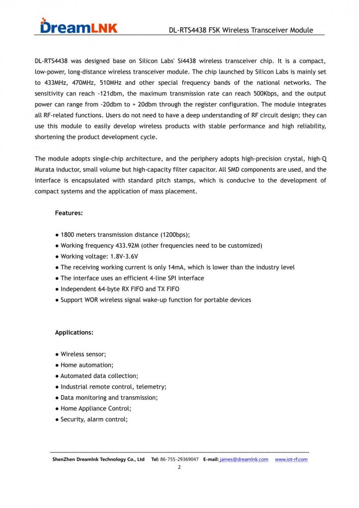 DL-RTS4438 datasheet page 2