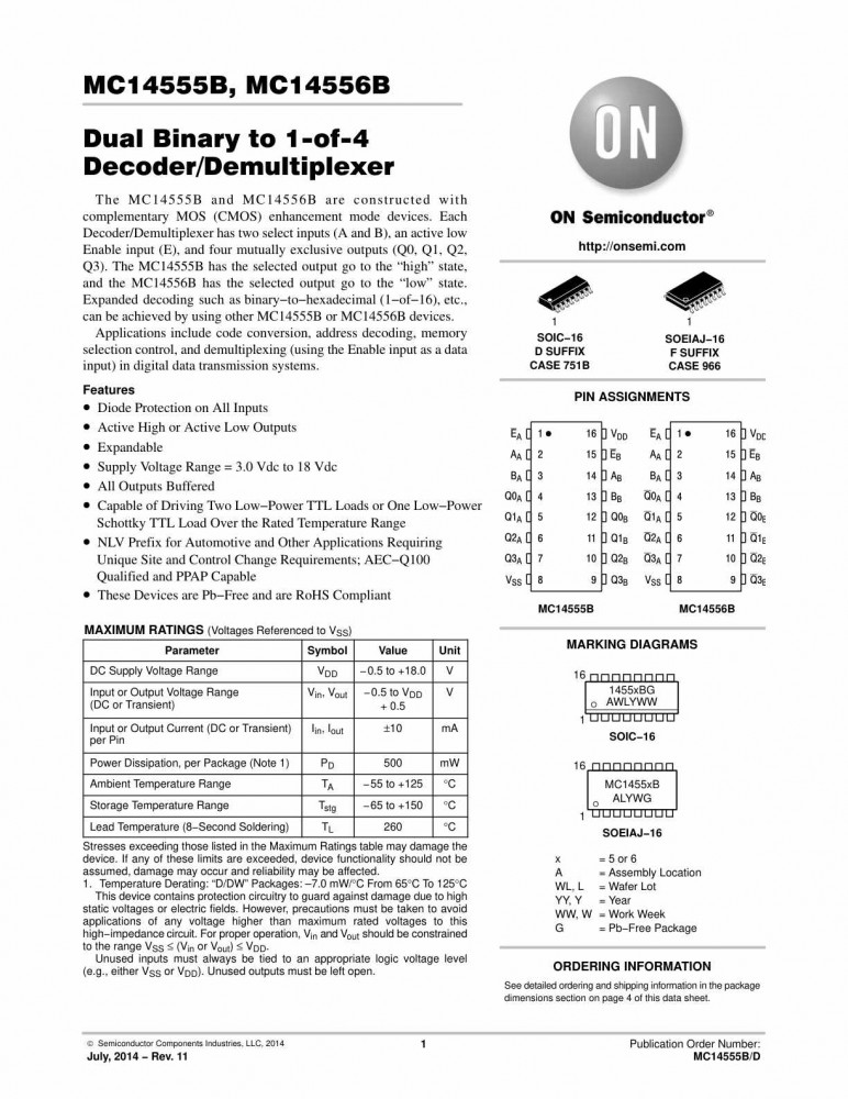 MC14556B datasheet page 1
