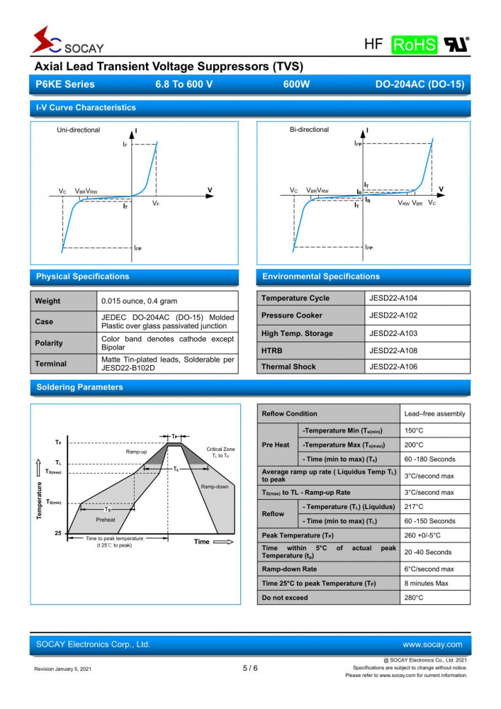 SOCAY P6KE series datasheet preview, page 5