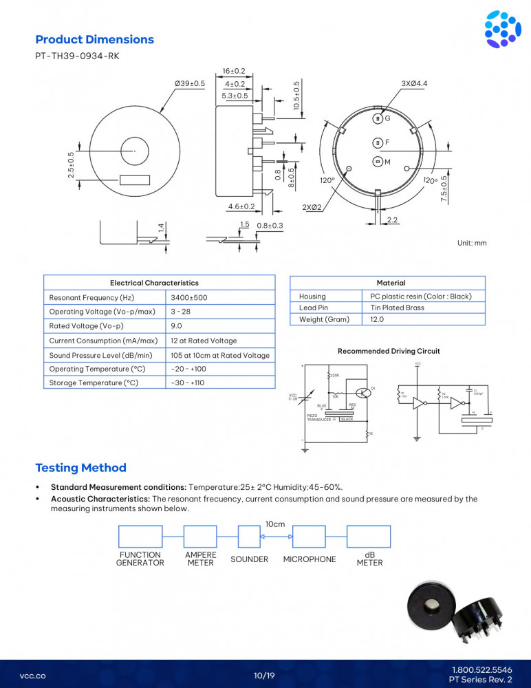 VCC PT Series documentation, page 10