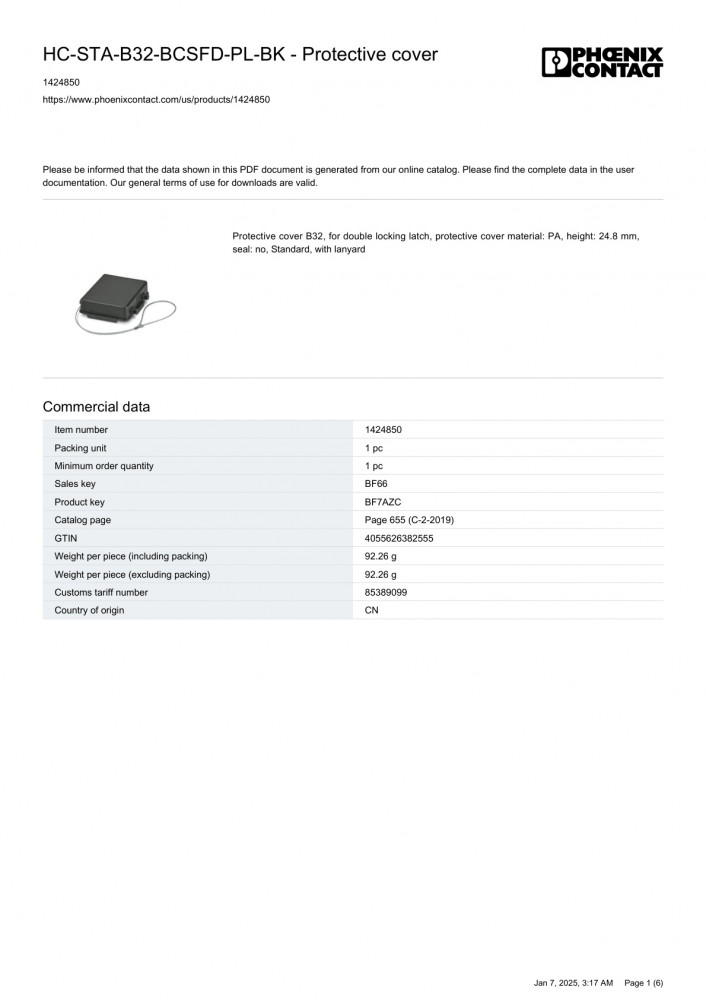 Phoenix Contact 1424850 technical document page 1
