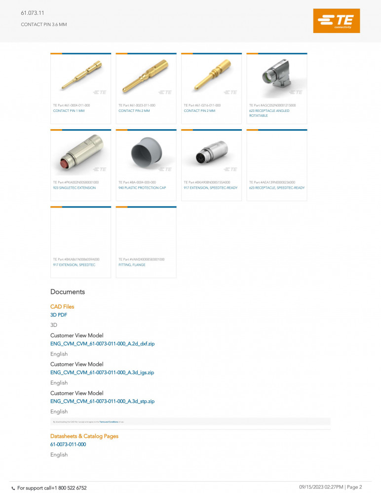 TE Connectivity 61.073.11 technical document page 2