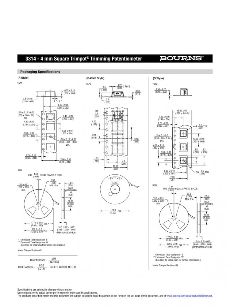 Bourns 3314 series datasheet page 4