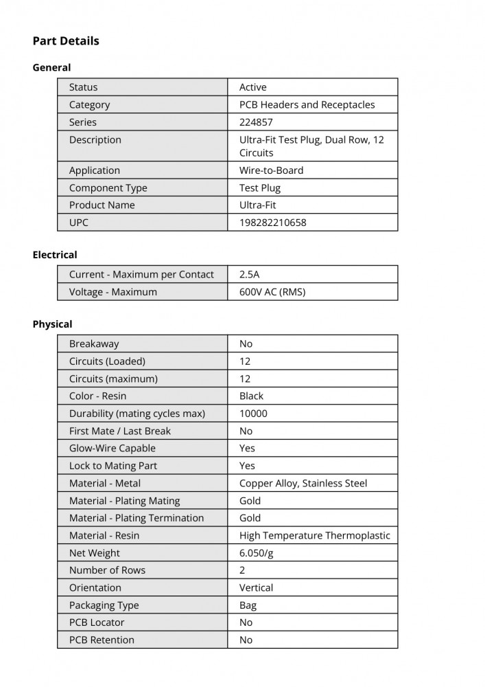 Technical document page 2 for MOLEX 2248571121