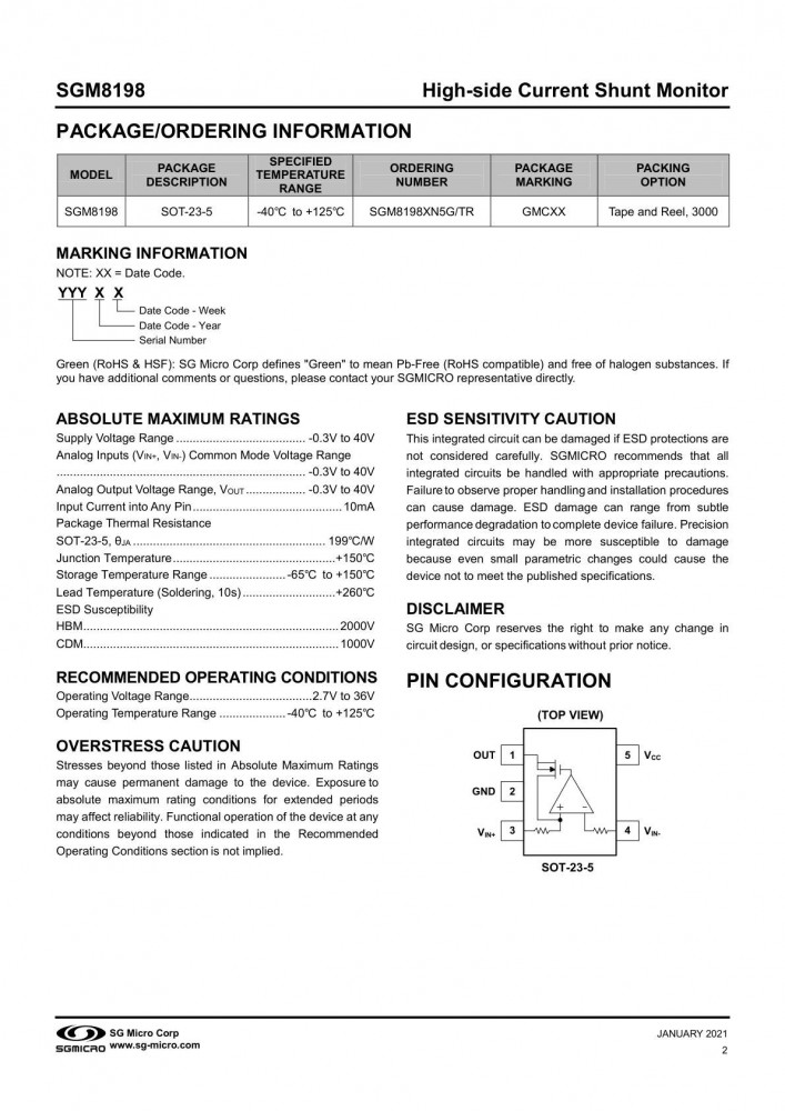 SGM8198 datasheet page 2