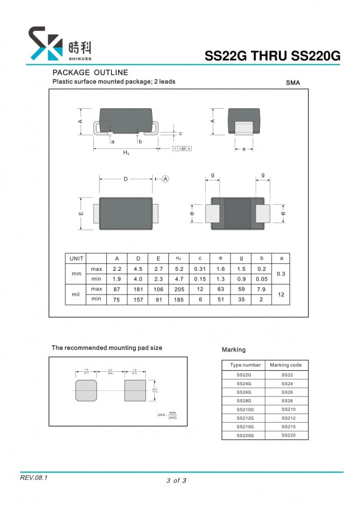 SS210G datasheet page 3