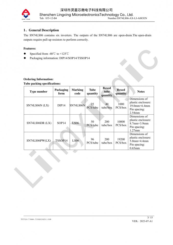 SN74LS06DR(LX) datasheet page 3