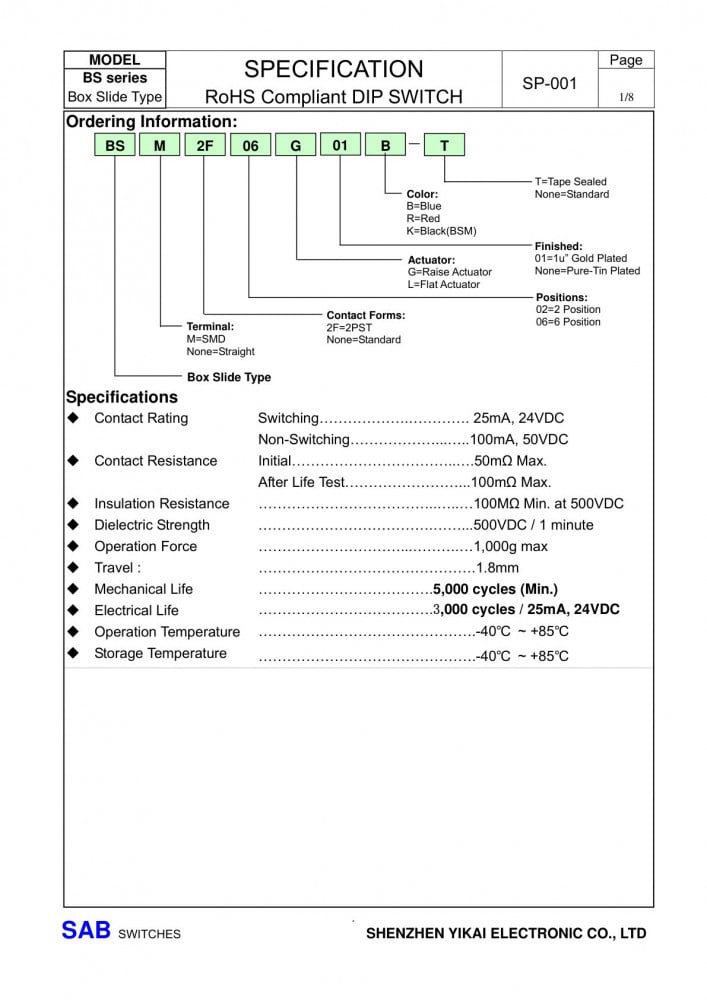 BIWIN BS series datasheet page 1