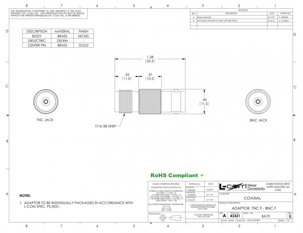 L-com BA70 technical document preview