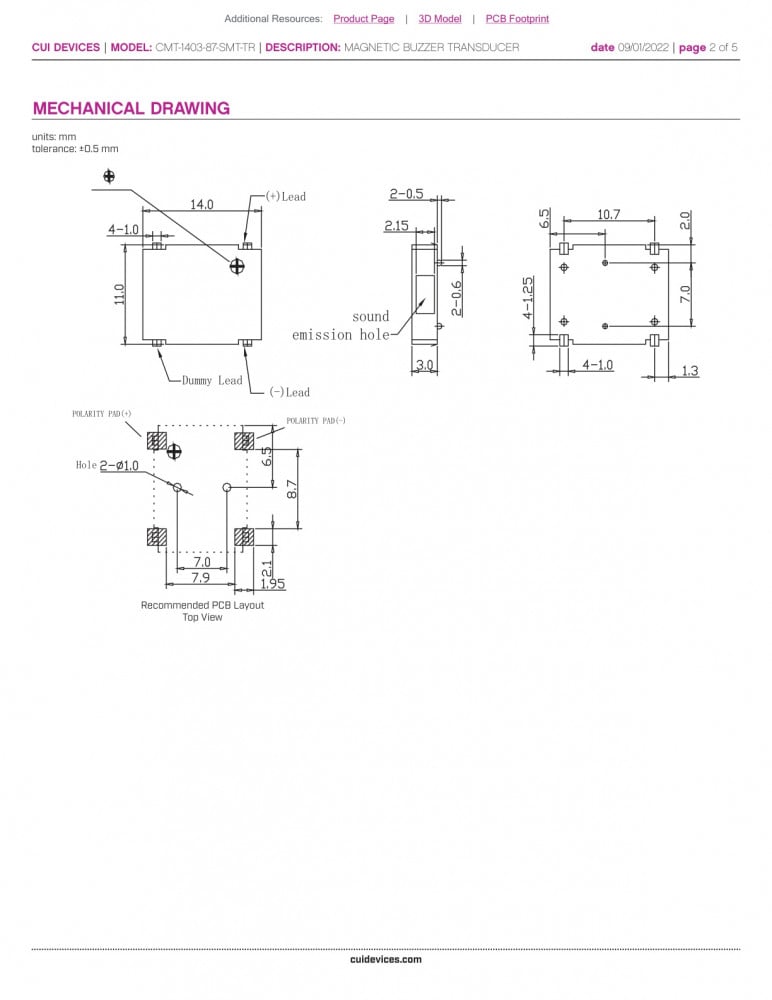 CMT-1403-87-SMT-TR datasheet page 2