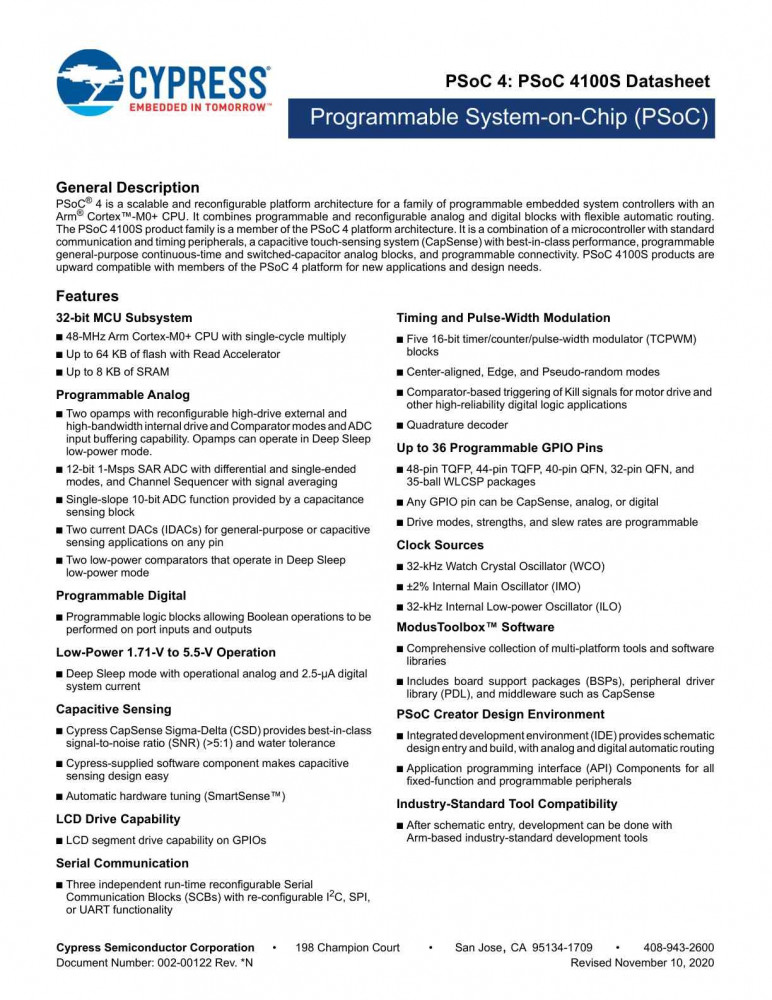 CY8C4146LQI-S423 datasheet page 2