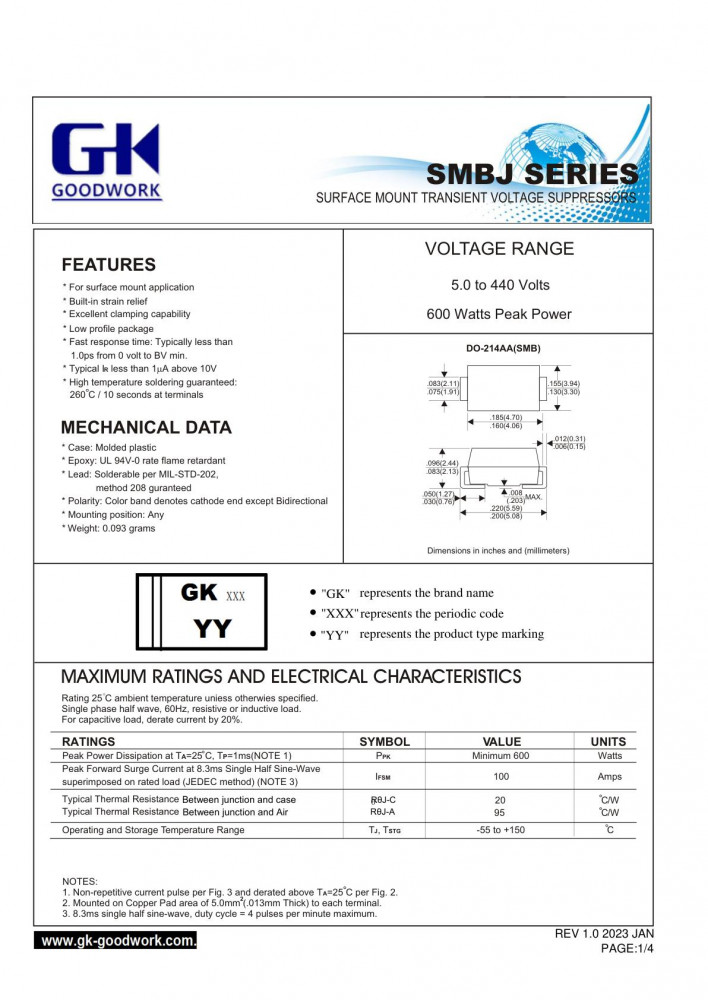 GOODWORK SMBJ series datasheet page 1