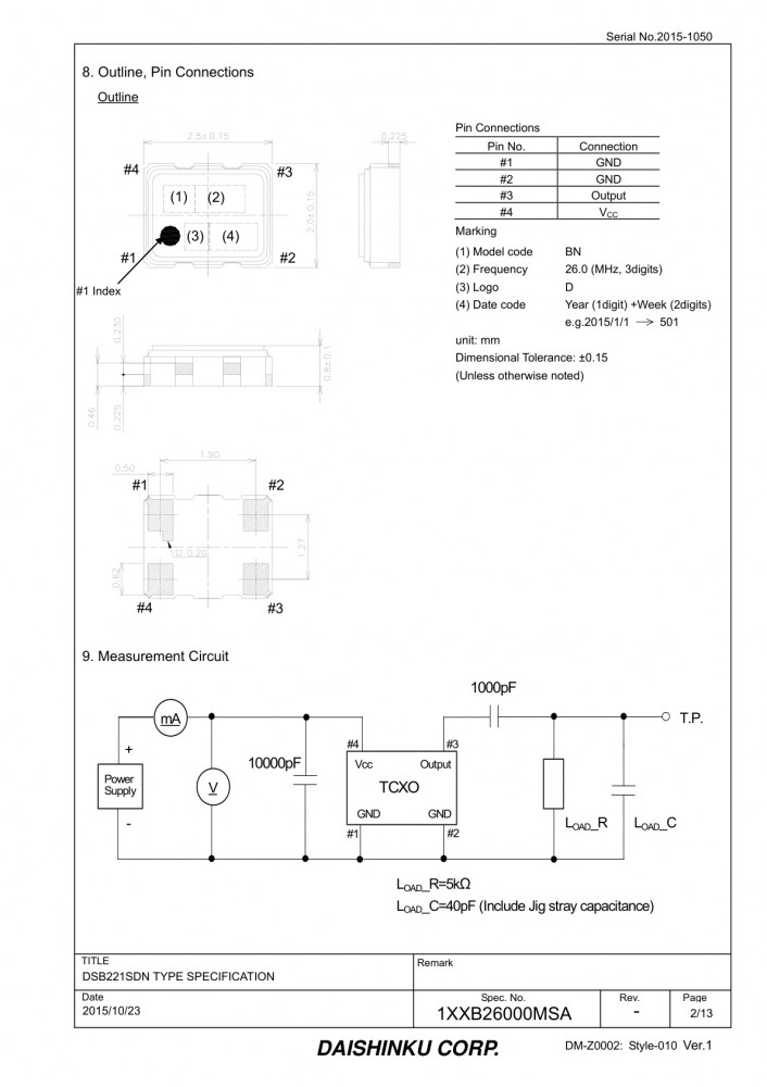 KDS 1XXB26000MSA specification page 3