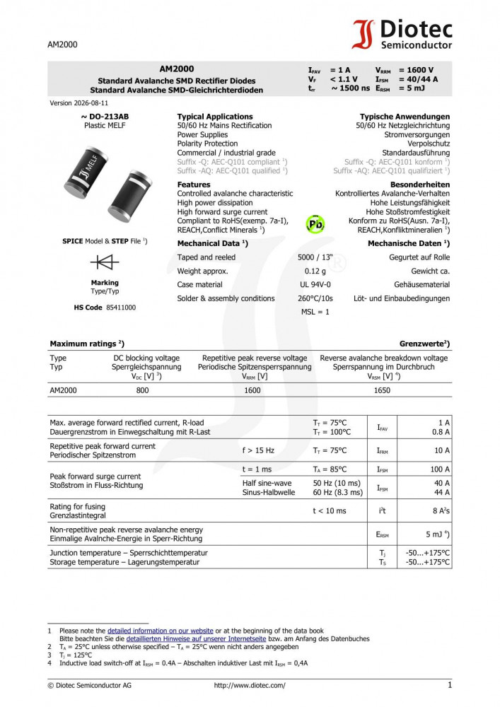 AM2000 datasheet page image 1