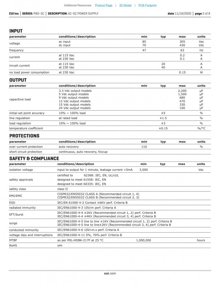 PBO-5C product documentation page 2