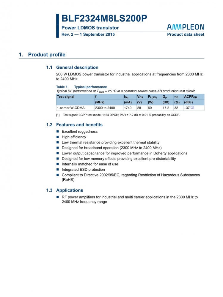 BLF2324M8LS200PJ datasheet page 1
