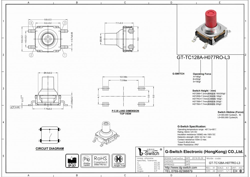 GT-TC128A-H077RO-L3 product document page