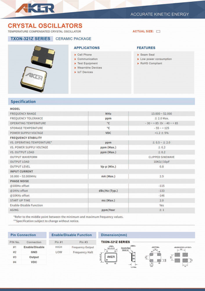 AKER TXON-321Z series technical document image