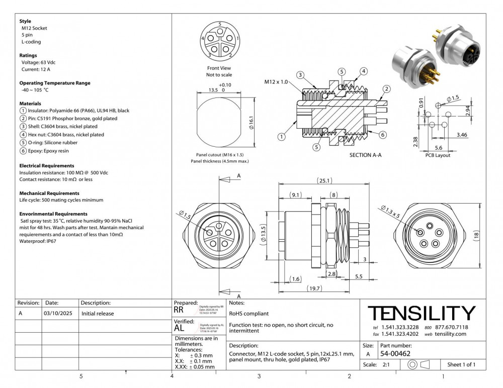 Tensility International 54-00462 product drawing