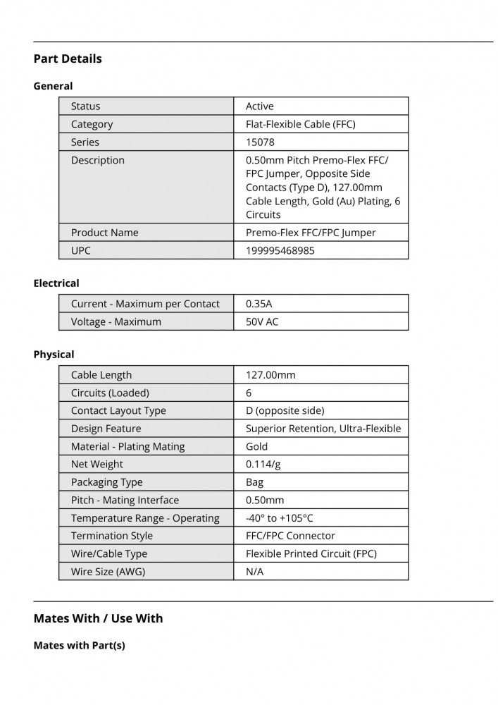 MOLEX product specification page image 2