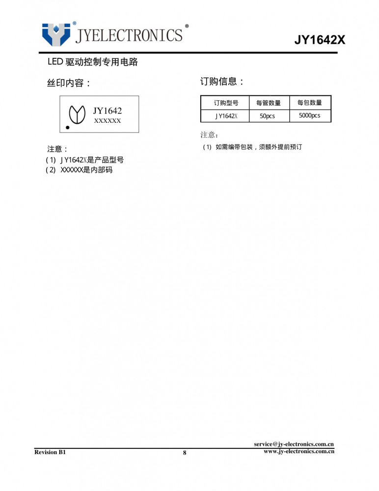 JY1642X datasheet page 8