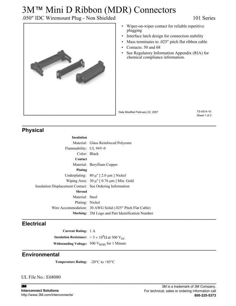 3M 10150-8000EE technical document page 1