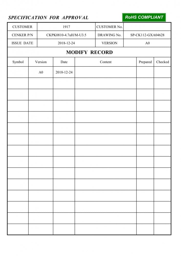 CKPK0810-4.7uH/M-U3.5 approval specification page 2
