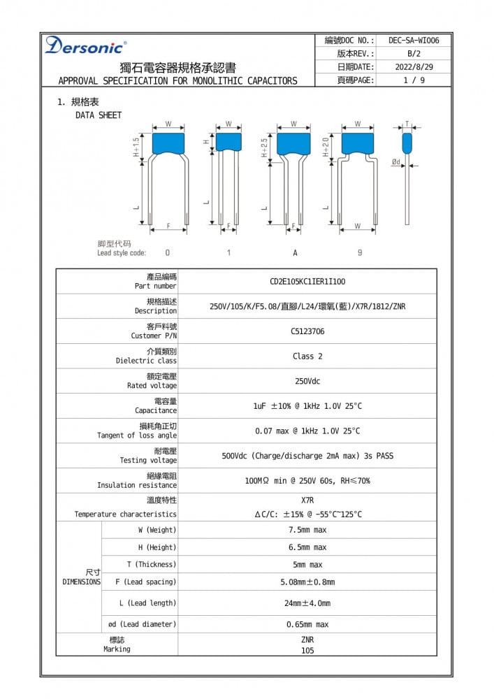 Dersonic approval specification page 2
