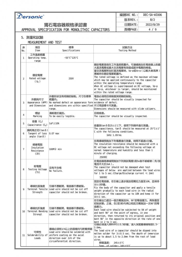 Dersonic approval specification page 5