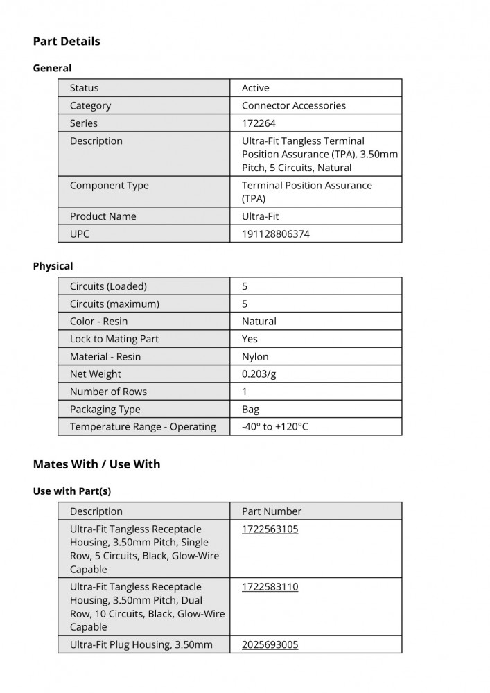 Technical document image 2 for MOLEX 1722644005