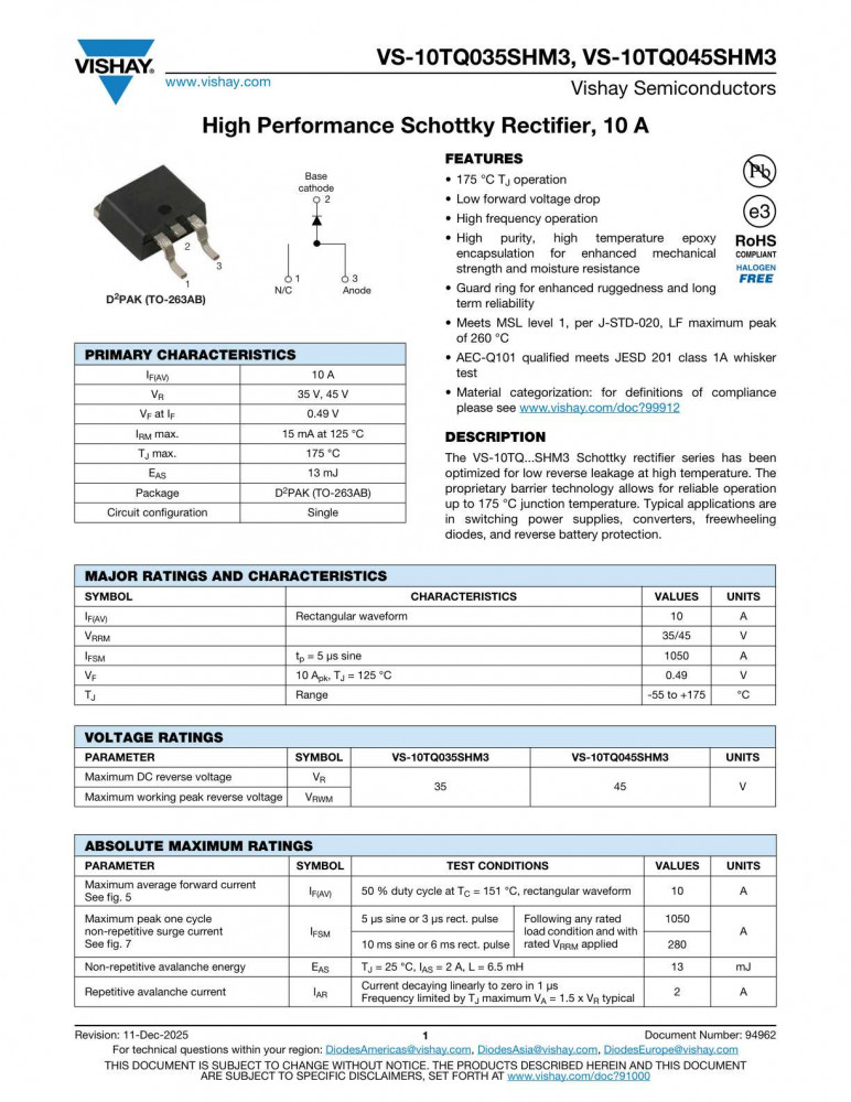 VS-10TQ series datasheet page 1