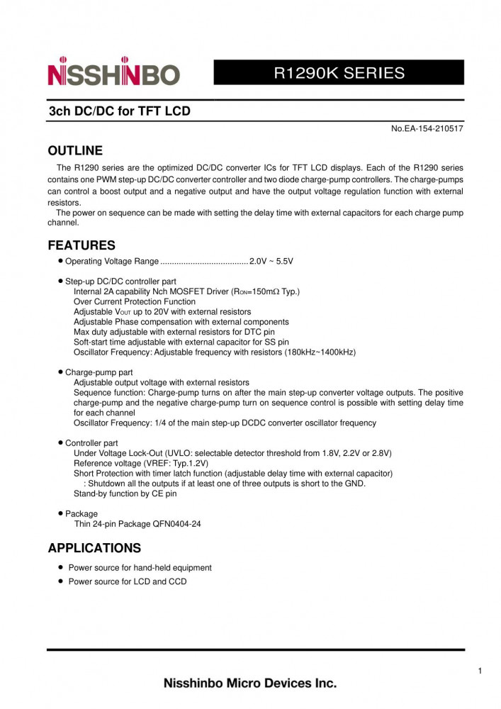 R1290 datasheet page 1