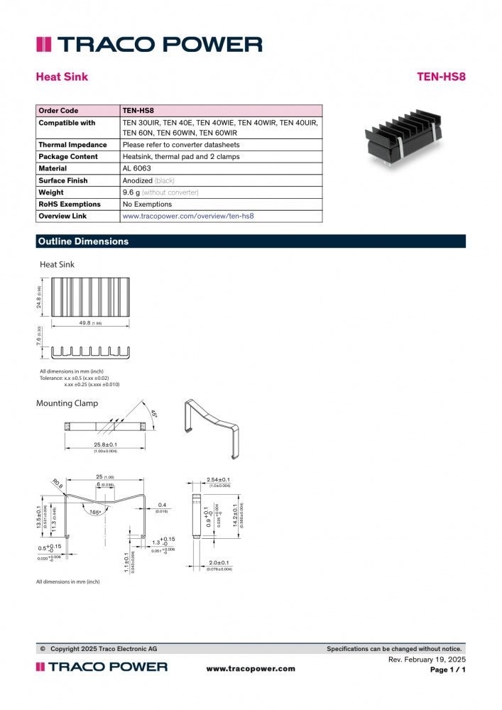 TRACO POWER TEN-HS8 technical document preview