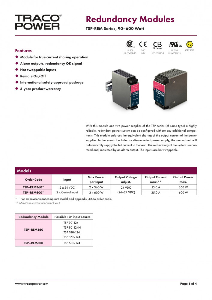 TSP-REM600 technical document page 1
