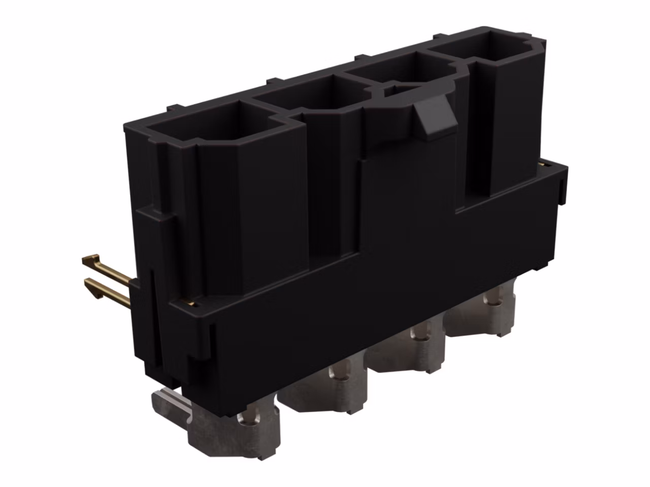 Mini-Fit Sr. Right-Angle Header, 10.00mm Pitch, Single Row, 4 Circuits, 5.10mm Tail Length, for 3.18mm PCB, Tin (Sn) Plating, with Clip, USE NYE LUBE ON MATING SURFACES for sale