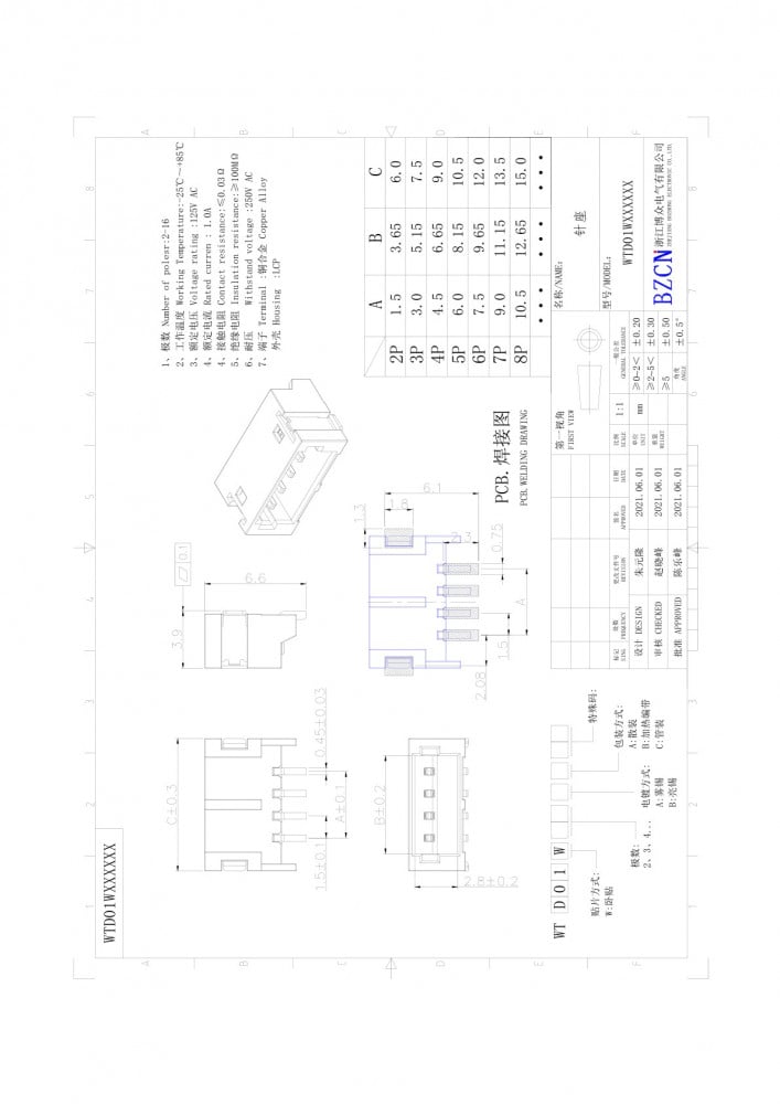 BZCN WTD01W03BA specification page 2