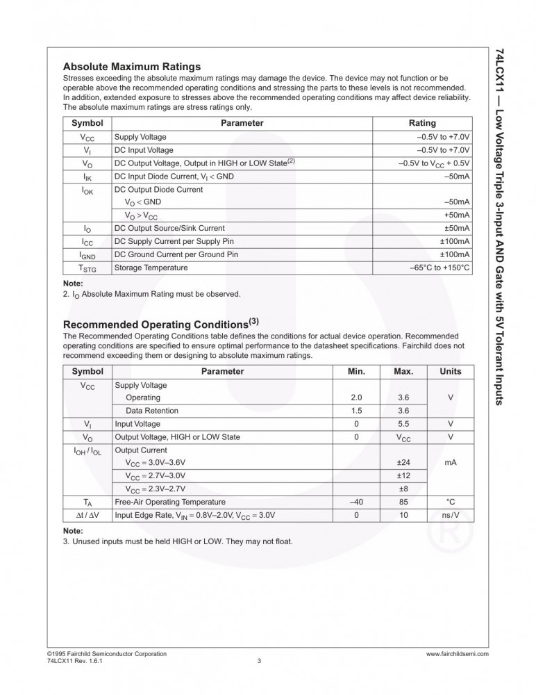 74LCX11 datasheet page 4