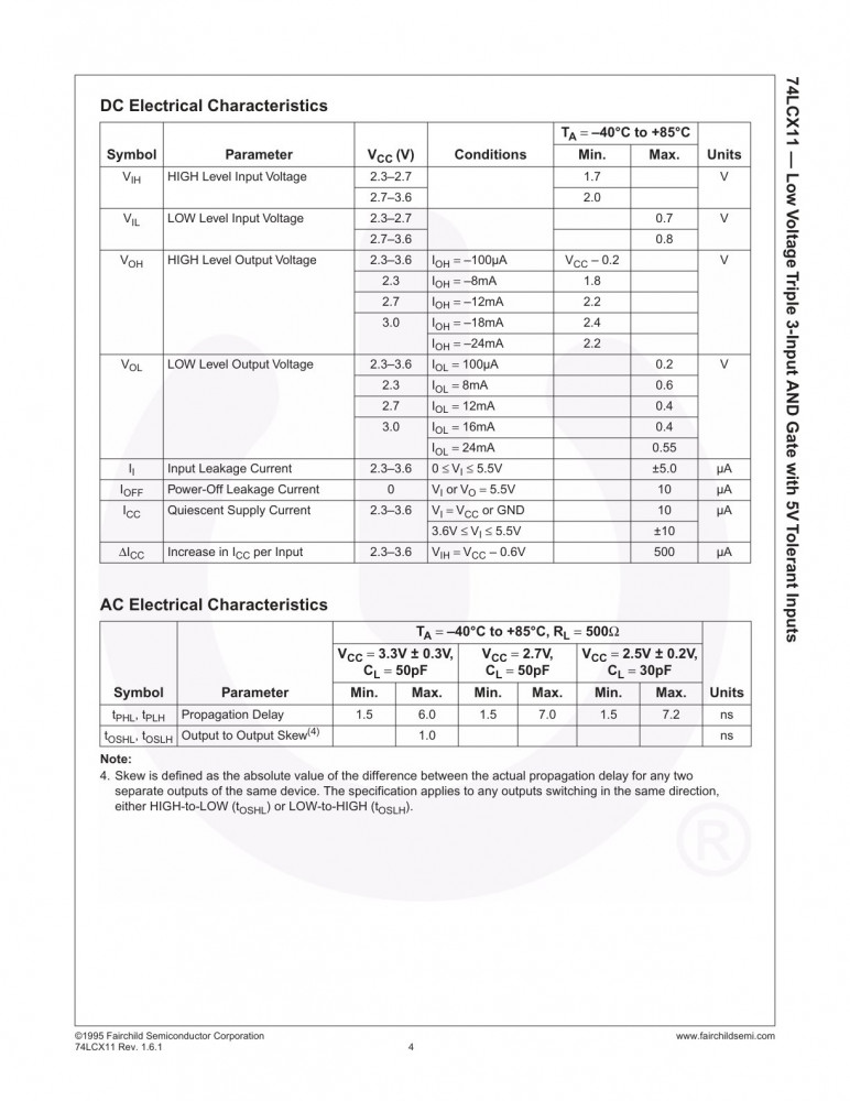 74LCX11 datasheet page 5