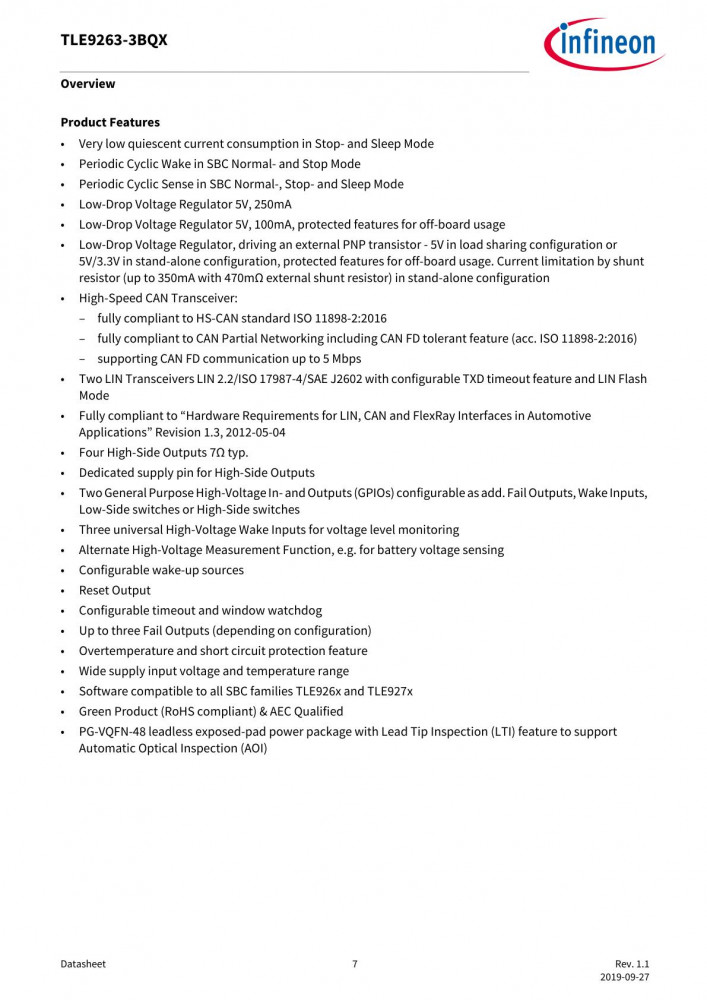 TLE9263-3BQX datasheet page 7