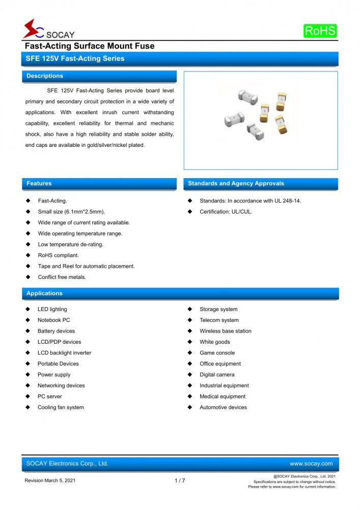 SFE series datasheet page 1