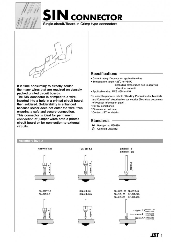 SIN series technical document page 1