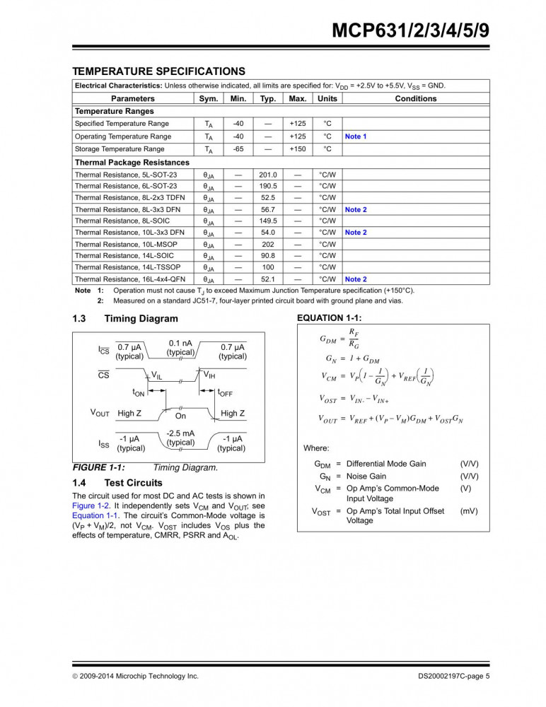 MCP631 datasheet preview, page 5