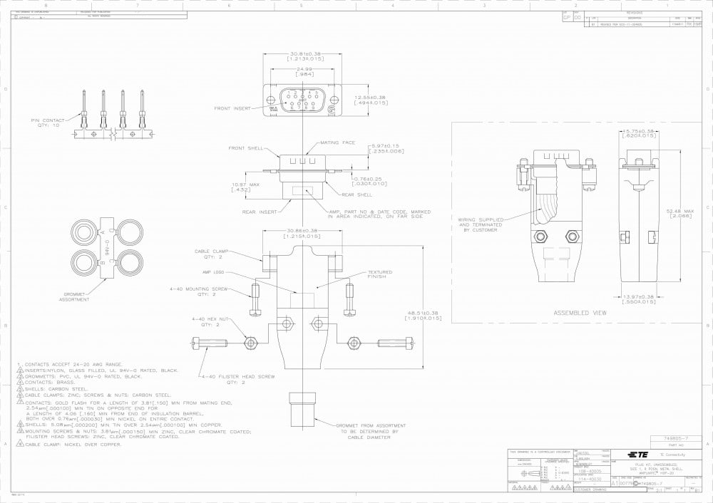 TE Connectivity 749805-7 customer drawing preview
